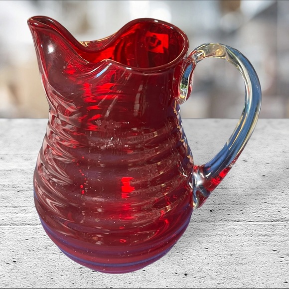Unbranded | Dining | Vintage Studio Art Glass Ruby Red Glass Pitcher ...